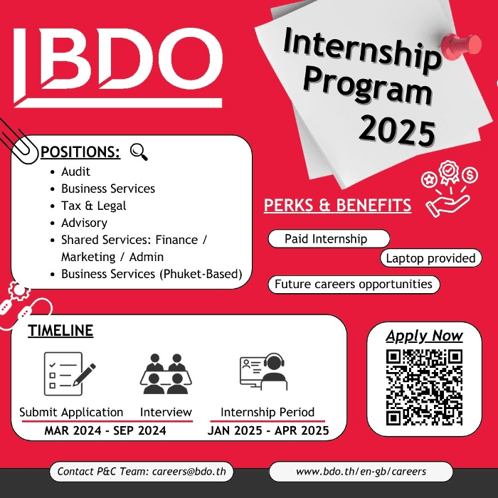 BDO Advisory Services Co., Ltd. รายละเอียดบริษัท งานที่รับสมัคร