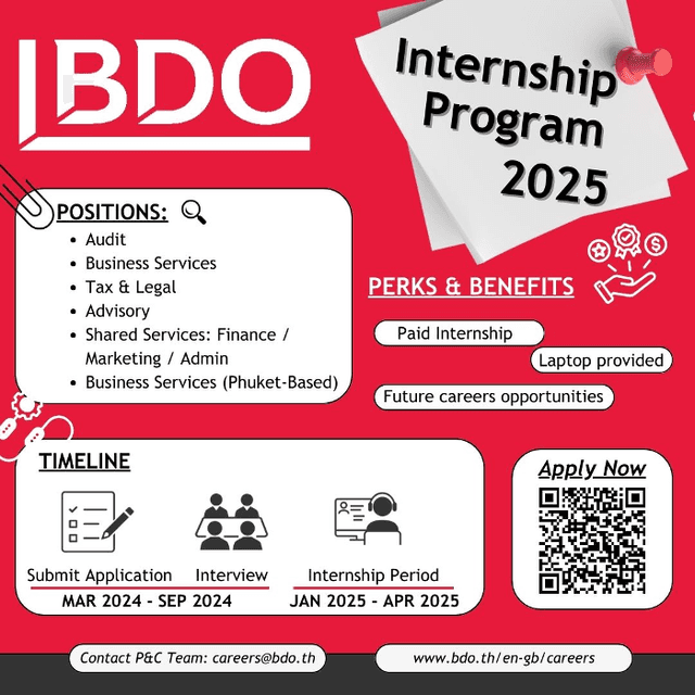 BDO Advisory Services Co., Ltd. รายละเอียดบริษัท งานที่รับสมัคร